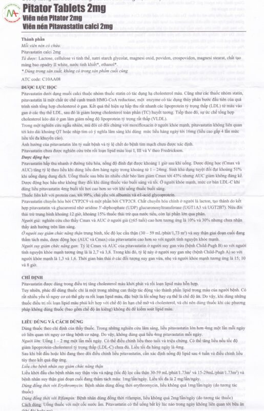 Thuốc Pitator Tablets 2mg là thuốc gì? Giá bao nhiêu? Mua ở đâu