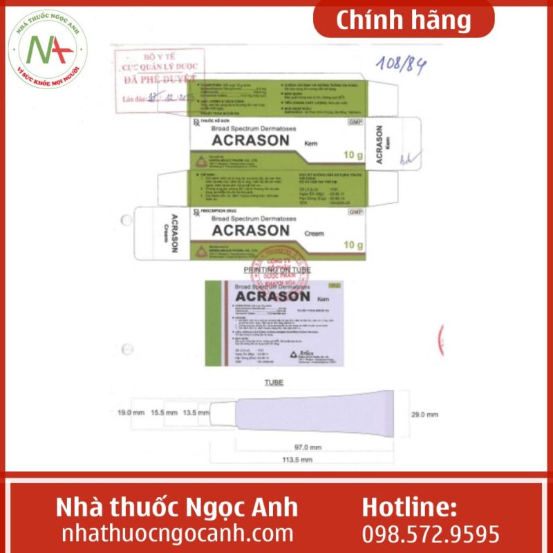 Thuốc Acrason Cream 10g là thuốc gì, giá bao nhiêu, mua ở đâu?