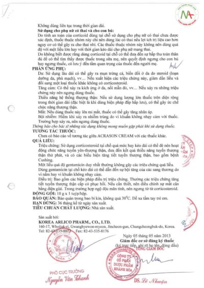 Thuốc Acrason Cream 10g là thuốc gì, giá bao nhiêu, mua ở đâu?