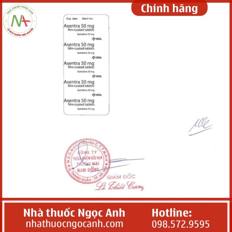 Thuốc Asentra 50mg film-coated tablets giá bao nhiêu, mua ở đâu?