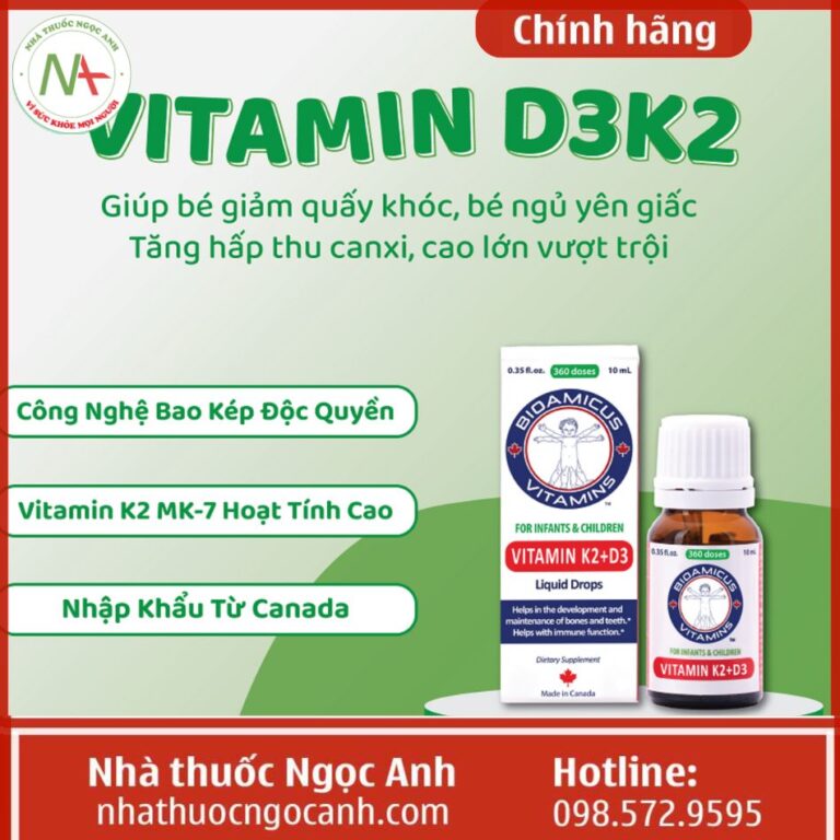 Thuốc BioAmicus Vitamin D3K2 có tốt không, mua ở đâu, giá bao nhiêu?