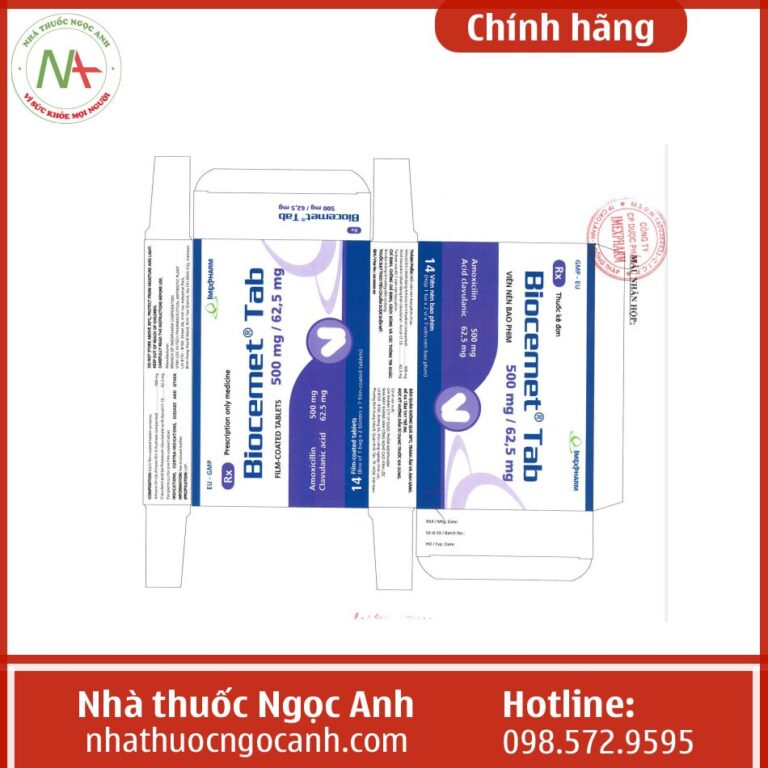 Thuốc Biocemet Tab 500mg/62,5mg là thuốc gì, mua ở đâu, giá bao nhiêu?