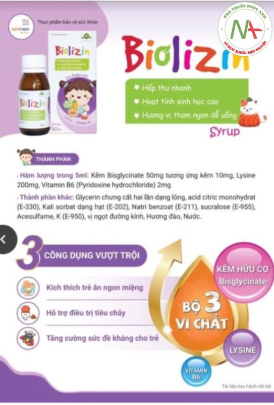Thuốc kẽm Biolizin uống lúc nào tốt nhất, giá bao nhiêu, mua ở đâu