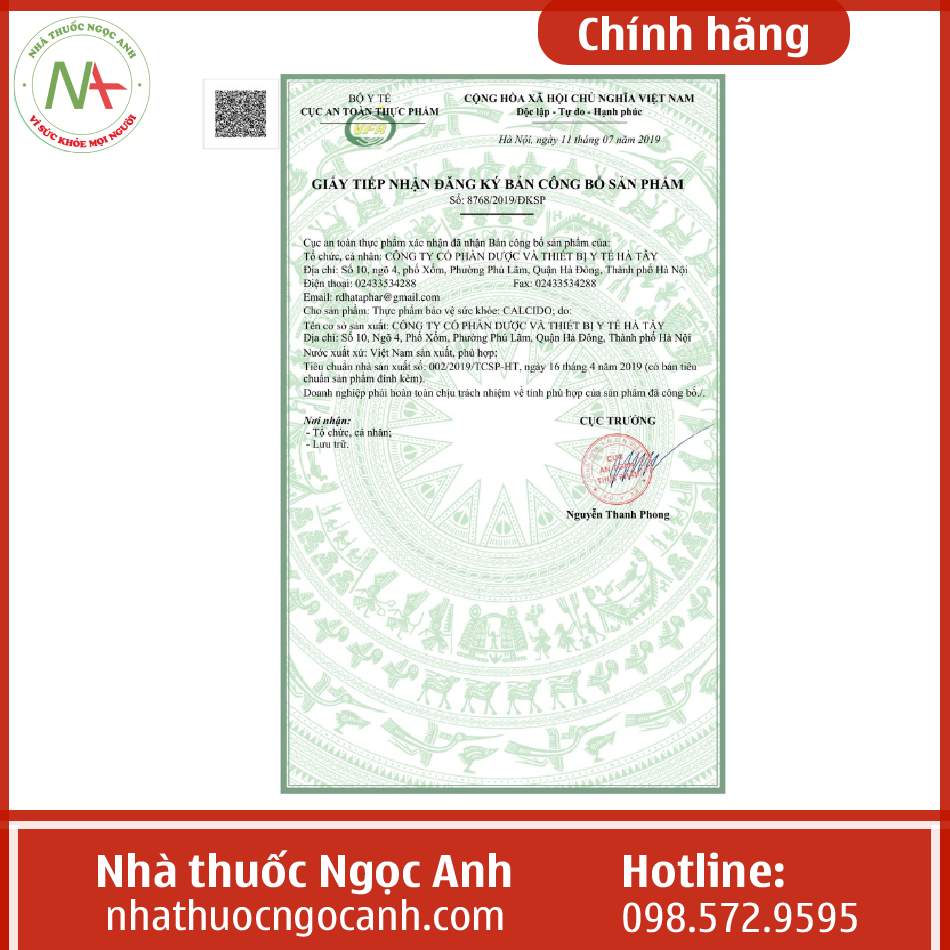 Thuốc Calcido Hataphar có tác dụng gì, mua ở đâu, giá bao nhiêu?