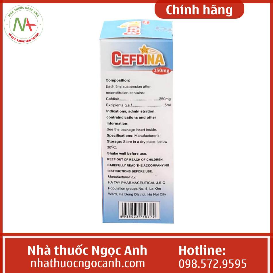 Thuốc Cefdina 250mg/5ml Hataphar mua ở đâu, giá bao nhiêu?