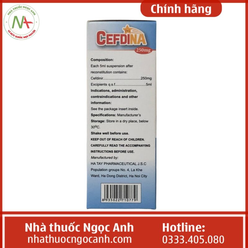 Thuốc Cefdina 250mg/5ml là thuốc gì, giá bao nhiêu, mua ở đâu?