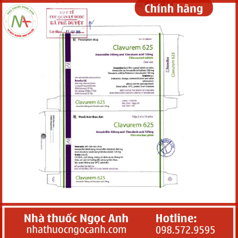 Thuốc Clavurem 625 có tác dụng gì, giá bao nhiêu, mua ở đâu?