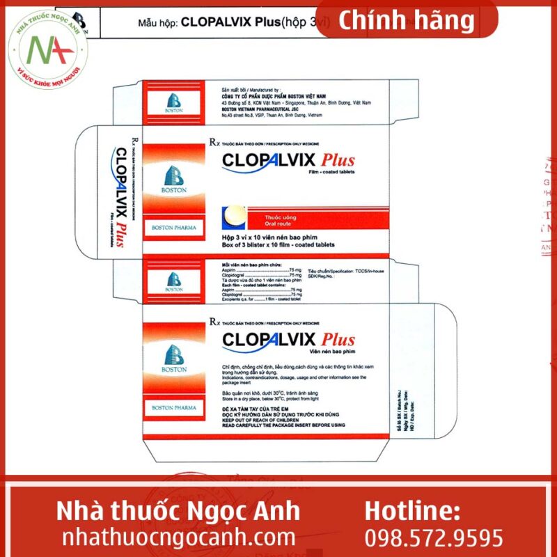 Thuốc Clopalvix Plus Film-coated tablets 75mg giá bao nhiêu, mua ở đâu