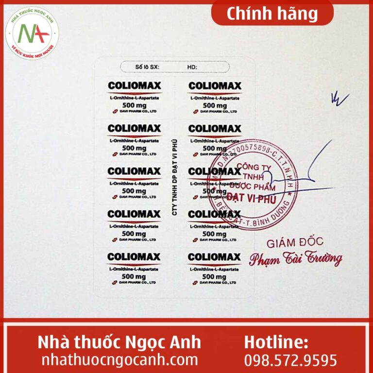 Thuốc Coliomax 500 mg là thuốc gì, có tác dụng gì, giá bao nhiêu, mua ở ...