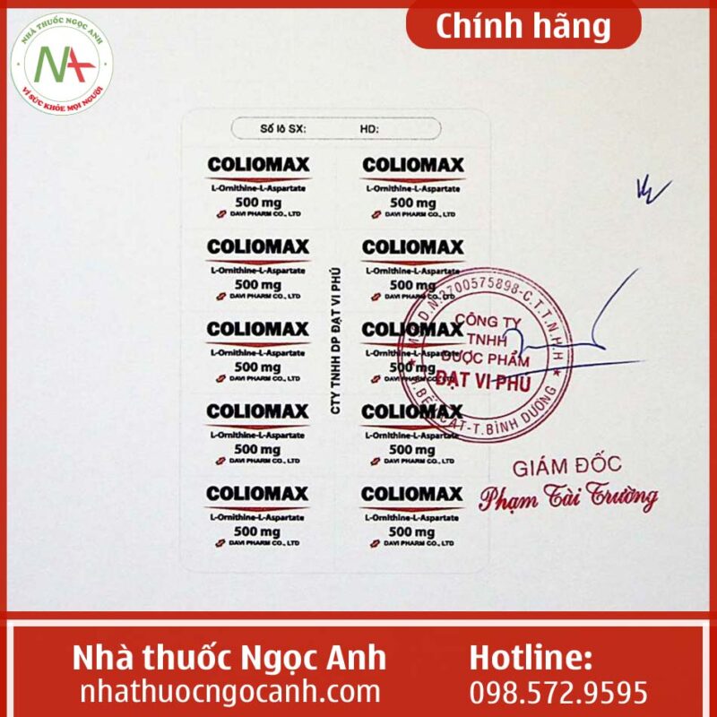 Thuốc Coliomax 500 mg là thuốc gì, có tác dụng gì, giá bao nhiêu, mua ở ...