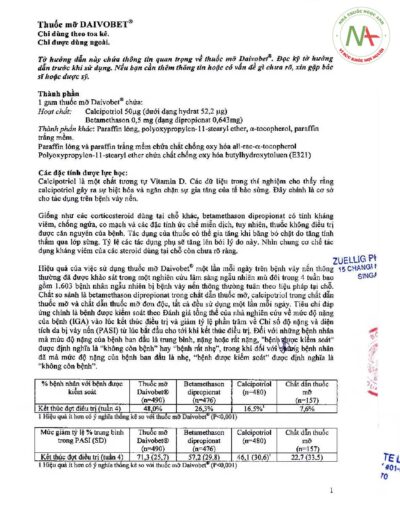 Thuốc Daivobet 15g có tác dụng gì, mua ở đâu, bao nhiêu tiền?