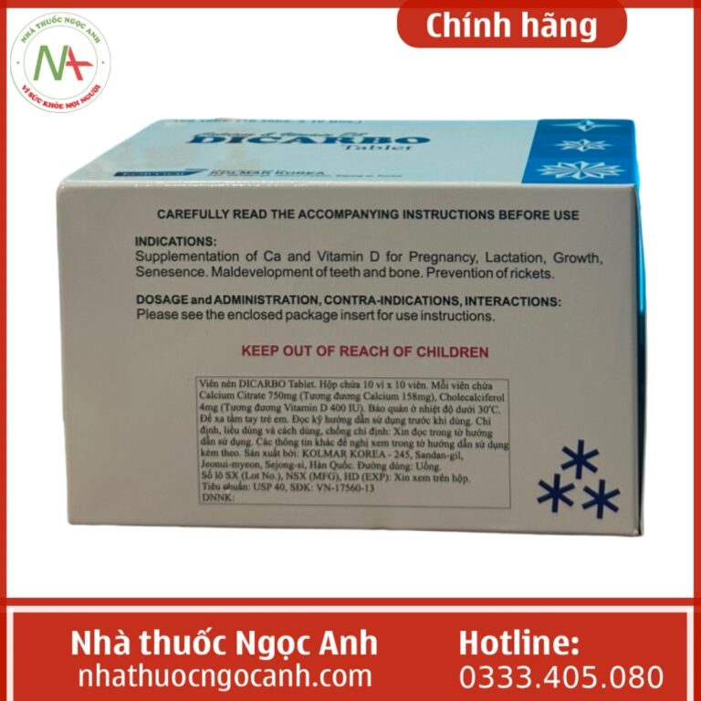 Thuốc Dicarbo Tablet 750mg là thuốc gì, giá bao nhiêu, mua ở đâu