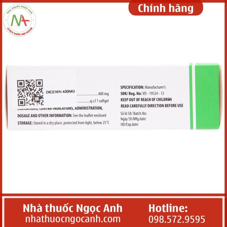 Thuốc Dicenin 400mg có tác dụng gì, giá bao nhiêu, mua ở đâu?