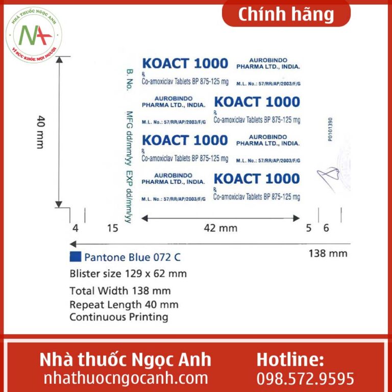 Thuốc Koact 1000 (825/125) là thuốc gì, giá bao nhiêu, mua ở đâu
