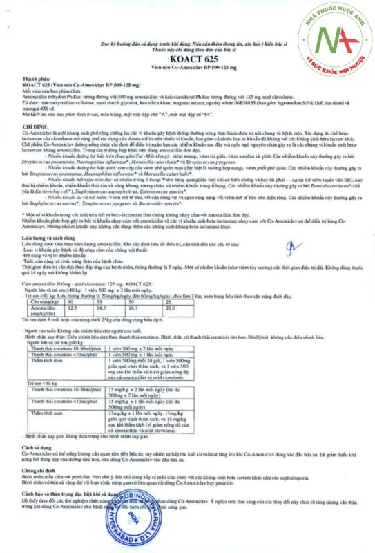Thuốc Koact 625 là thuốc gì, giá bao nhiêu, mua ở đâu, có tác dụng gì?