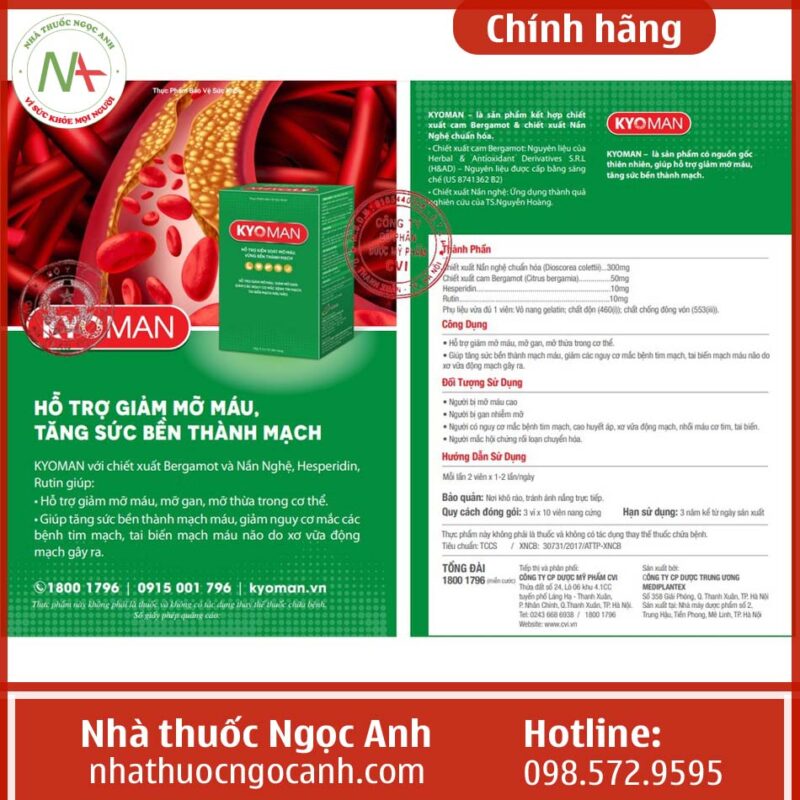 Thuốc hạ lipid máu Kyoman có tốt không, giá bao nhiêu, mua ở đâu