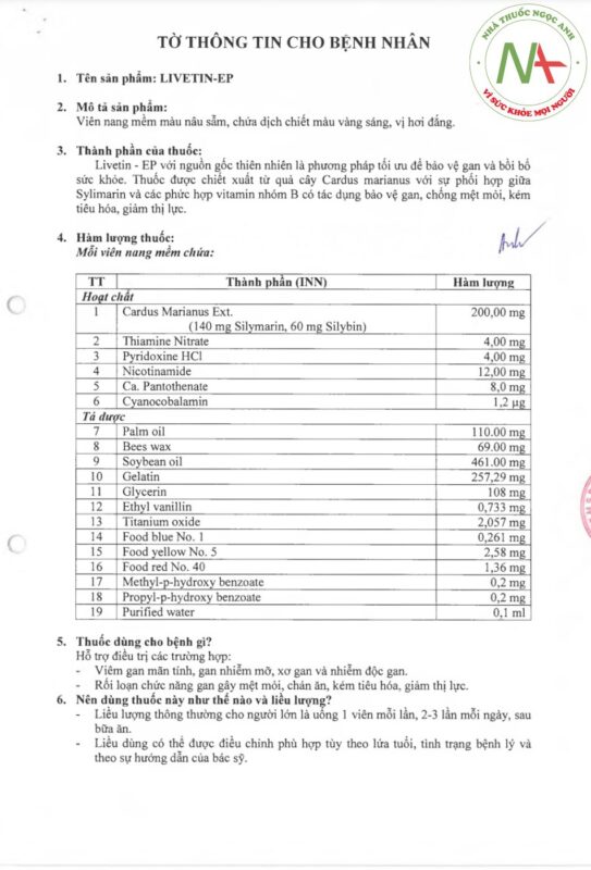 Thuốc Livetin-EP là thuốc hay thực phẩm chức năng, giá bao nhiêu, mua ở ...