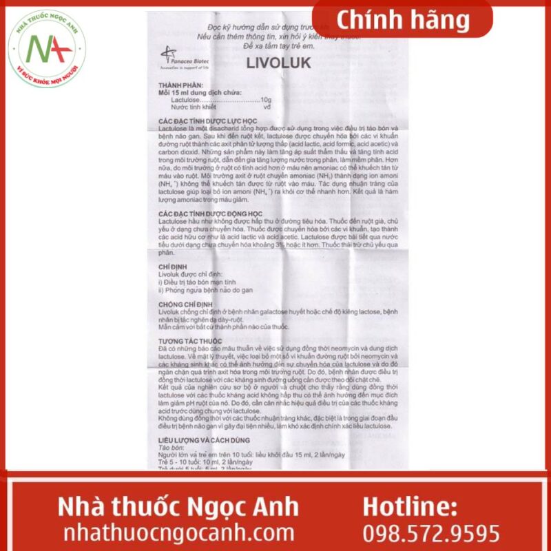 Thuốc Livoluk 100ml có tác dụng gì, giá bao nhiêu, mua ở đâu?
