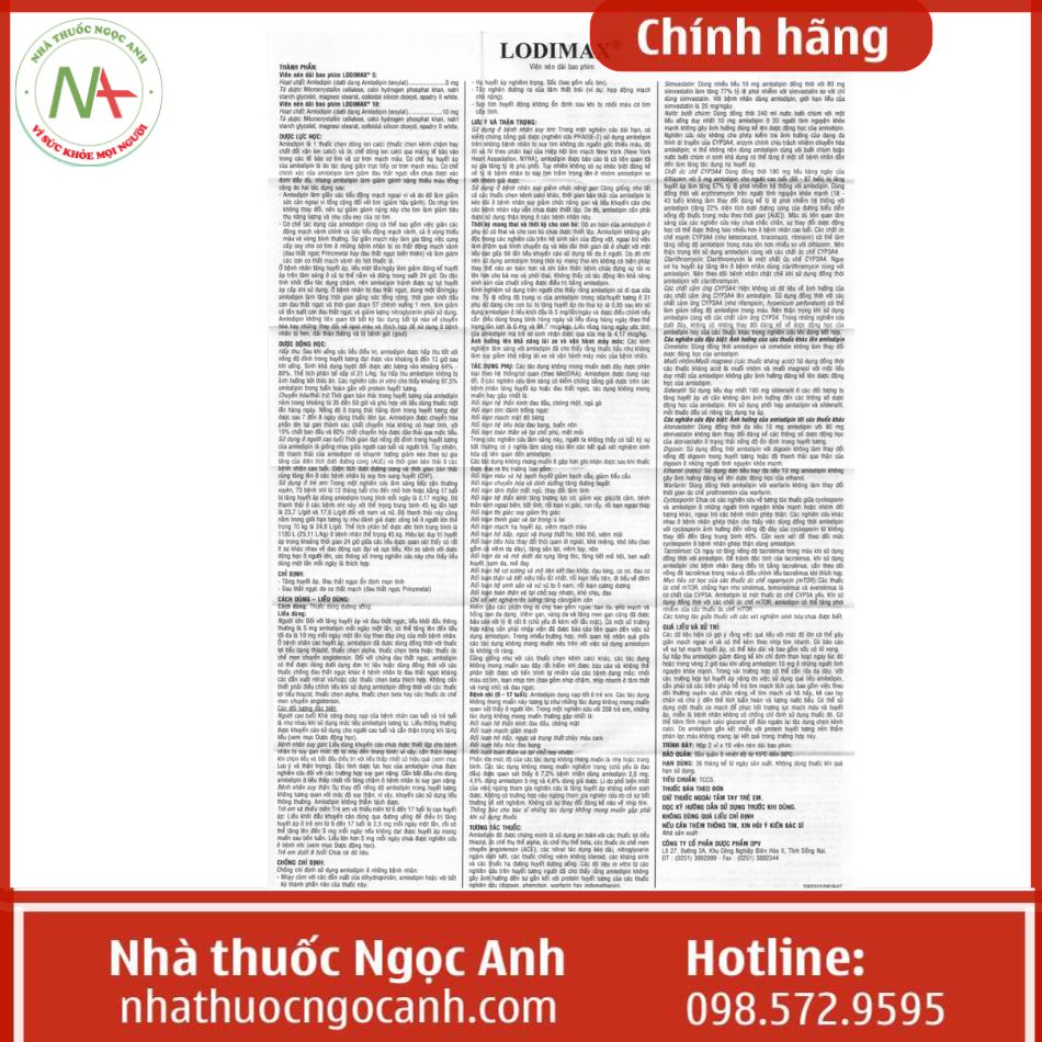 Thuốc Lodimax 5 có tác dụng gì, giá bao nhiêu, mua ở đâu?