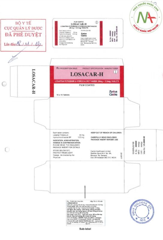 Thuốc Losacar-H 50mg/12.5mg là thuốc gì, mua ở đâu, giá bao nhiêu