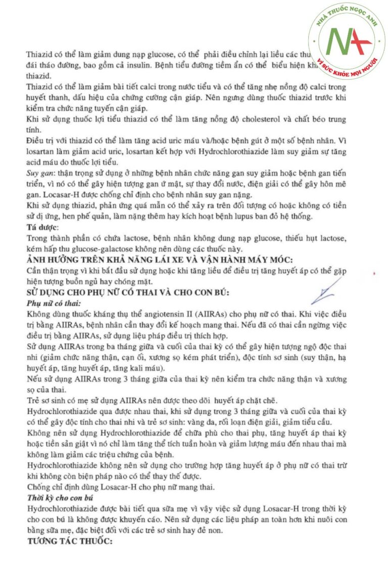 Thuốc Losacar-H 50mg/12.5mg là thuốc gì, mua ở đâu, giá bao nhiêu