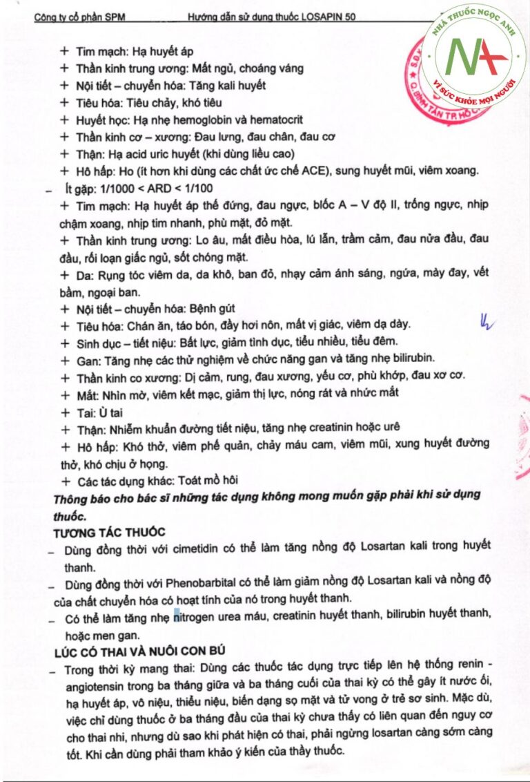 Thuốc Losapin 50 là thuốc gì, có tác dụng gì, giá bao nhiêu, mua ở đâu?