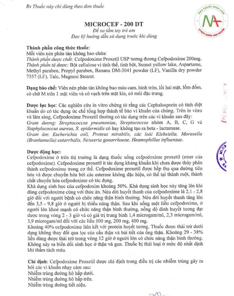 Thuốc Microcef-200 DT có tác dụng gì, giá bao nhiêu, mua ở đâu?