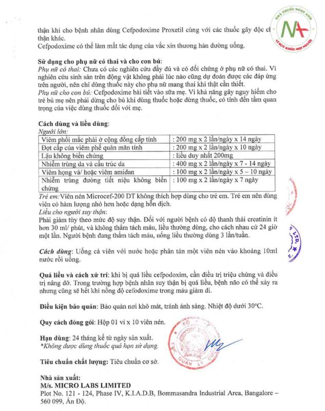 Thuốc Microcef-200 DT có tác dụng gì, giá bao nhiêu, mua ở đâu?