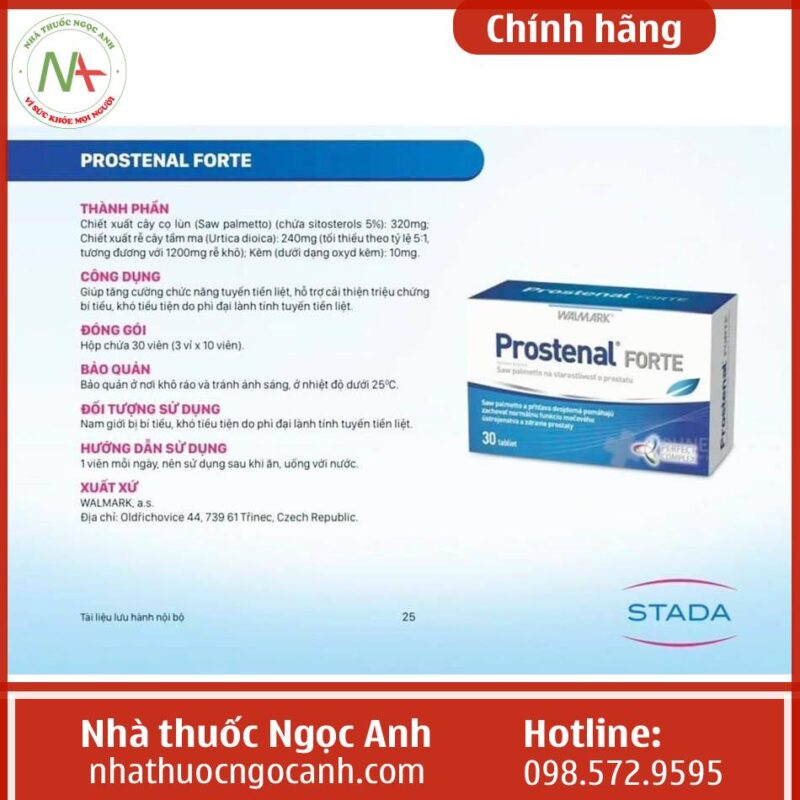 Thuốc Prostenal Forte có tác dụng gì, mua ở đâu, giá bao nhiêu?