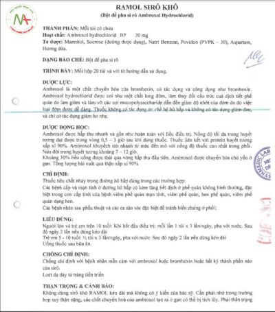 Thuốc Ramol Syrup có tác dụng gì, mua ở đâu, giá bao nhiêu?