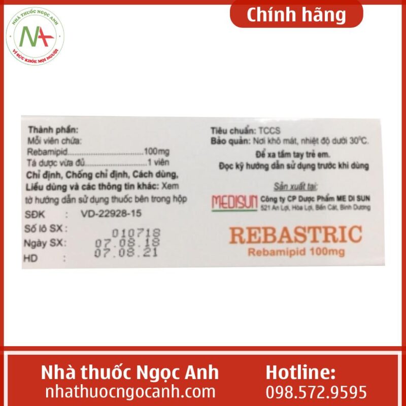 Thuốc Rebastric 100mg có tác dụng gì, mua ở đâu, giá bao nhiêu?