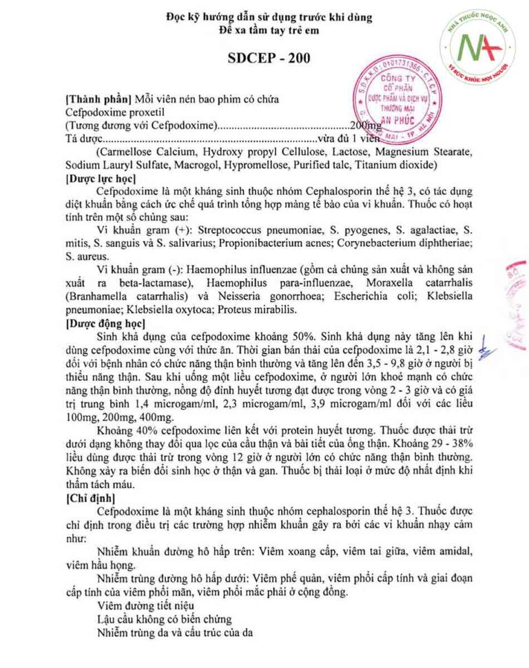 Thuốc SDcep-200 là thuốc gì, có tác dụng gì, giá bao nhiêu, mua ở đâu?