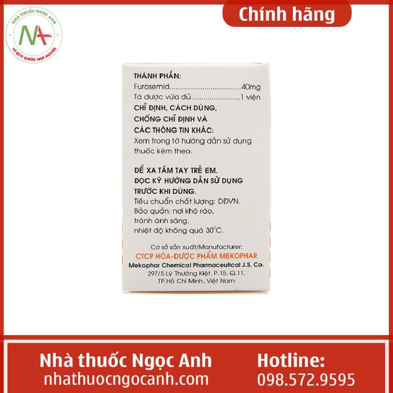 Thuốc Furosemid 40mg Mekophar là thuốc gì, giá bao nhiêu, mua ở đâu?