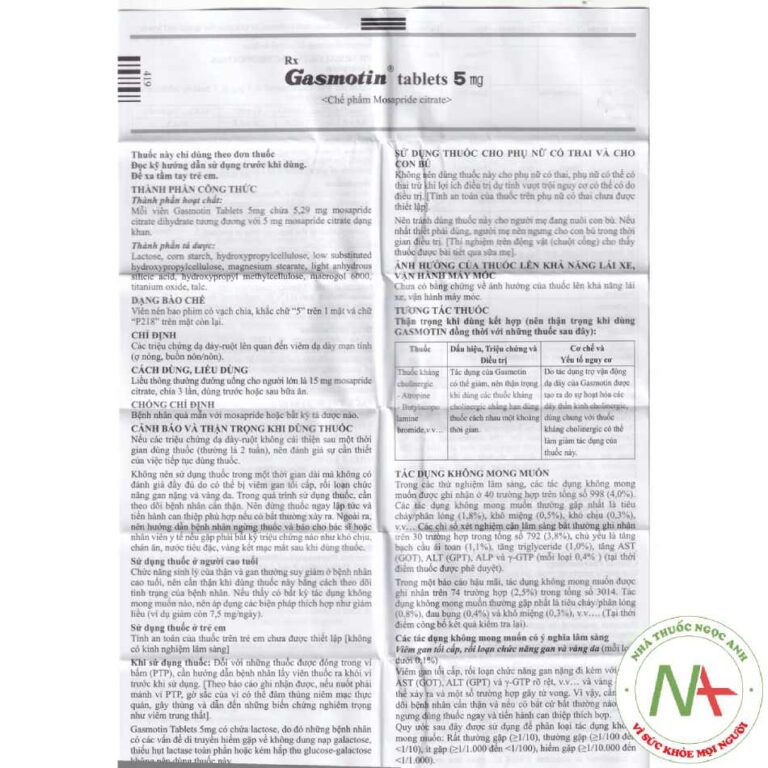 Thuốc Gasmotin 5mg có dùng cho phụ nữ có thai không, giá bao nhiêu, mua ...