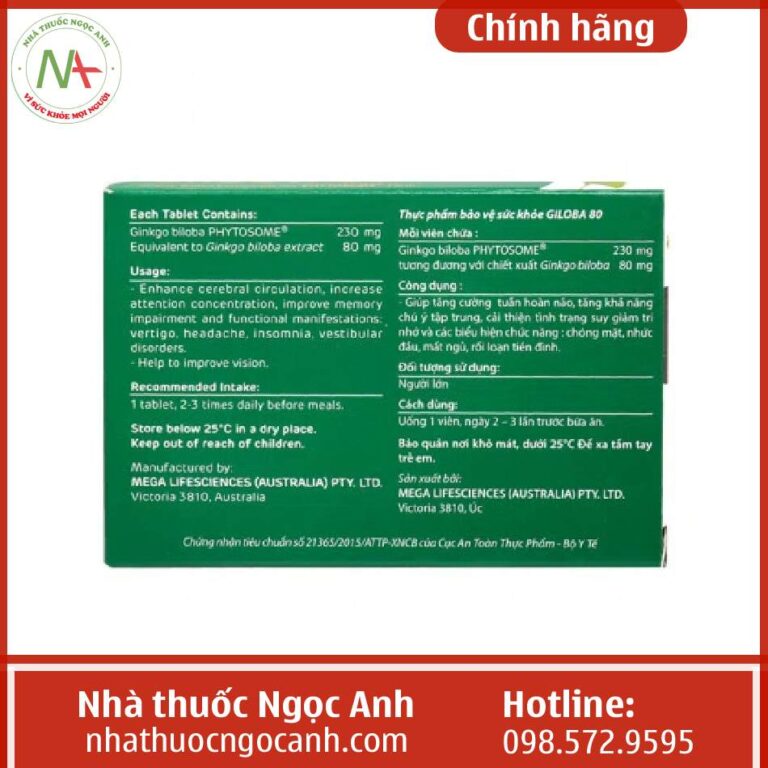 Thuốc Giloba 80 là thuốc gì, có tốt không, giá bao nhiêu, mua ở đâu