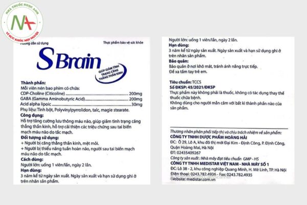 Thuốc S Brain là thuốc gì, có tác dụng gì, giá bao nhiêu, mua ở đâu
