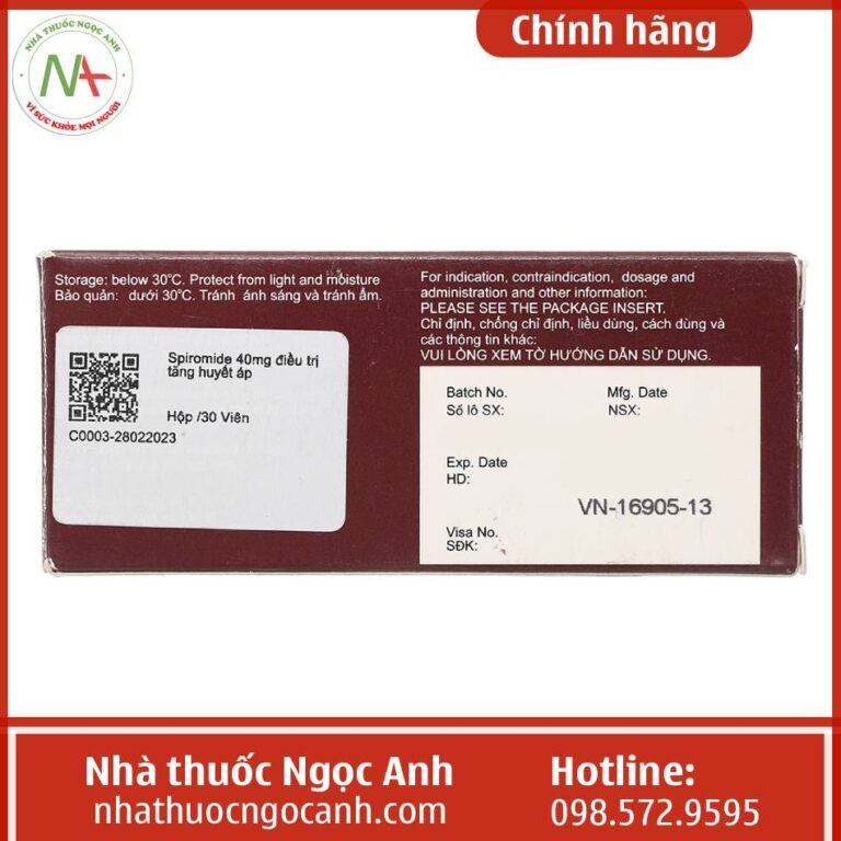 Thuốc Spiromide - 40 Tablets là thuốc gì, giá bao nhiêu, mua ở đâu