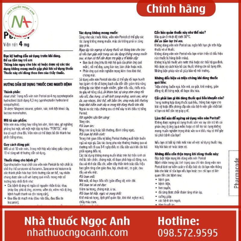 Thuốc Peritol 4mg Egis có trị biếng ăn không, mua ở đâu, giá bao nhiêu?