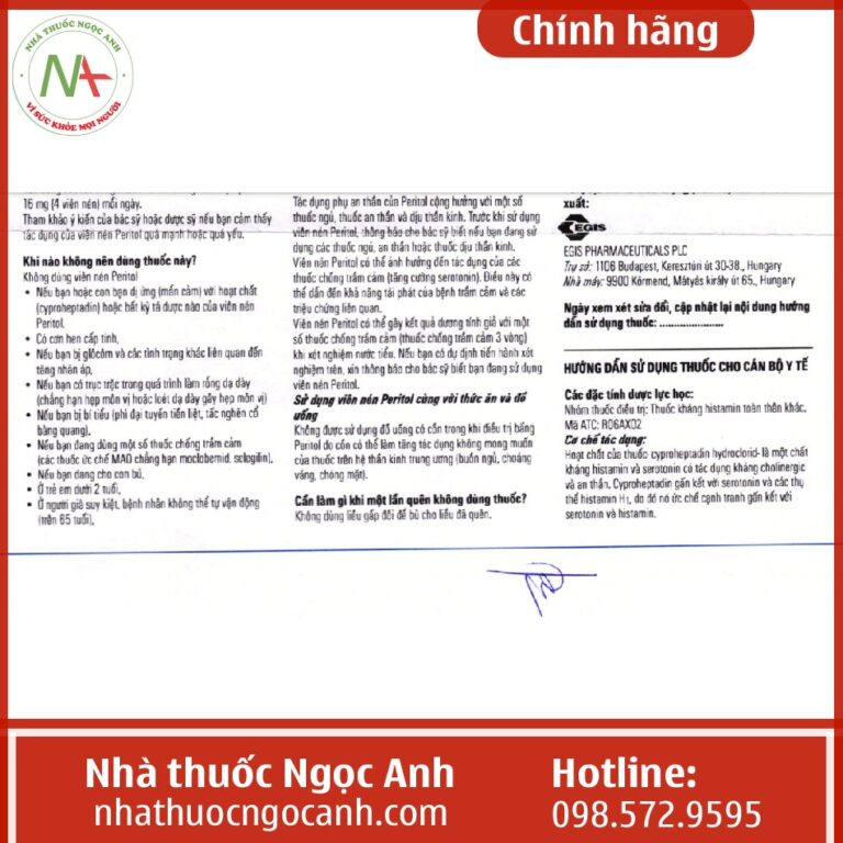 Thuốc Peritol 4mg Egis có trị biếng ăn không, mua ở đâu, giá bao nhiêu?