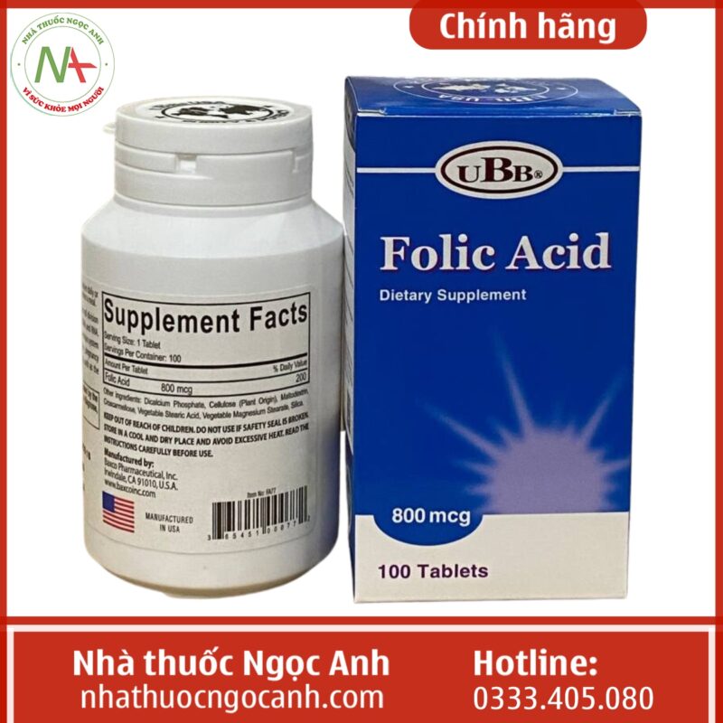 Thuốc UBB Folic Acid 800mcg là thuốc gì, giá bao nhiêu, mua ở đâu?