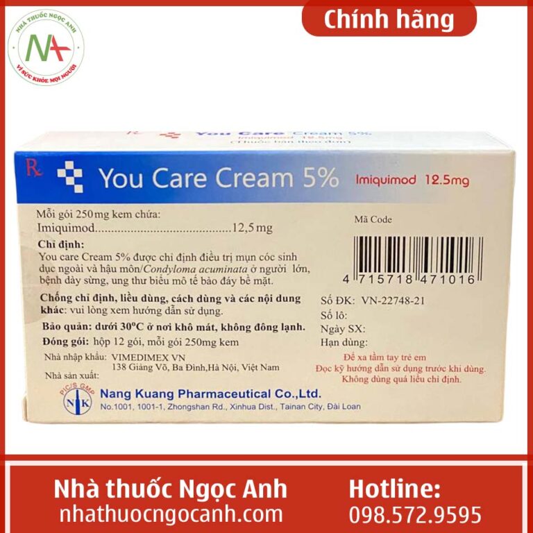 Thuốc You Care Cream 5% là thuốc gì, giá bao nhiêu, mua ở đâu?