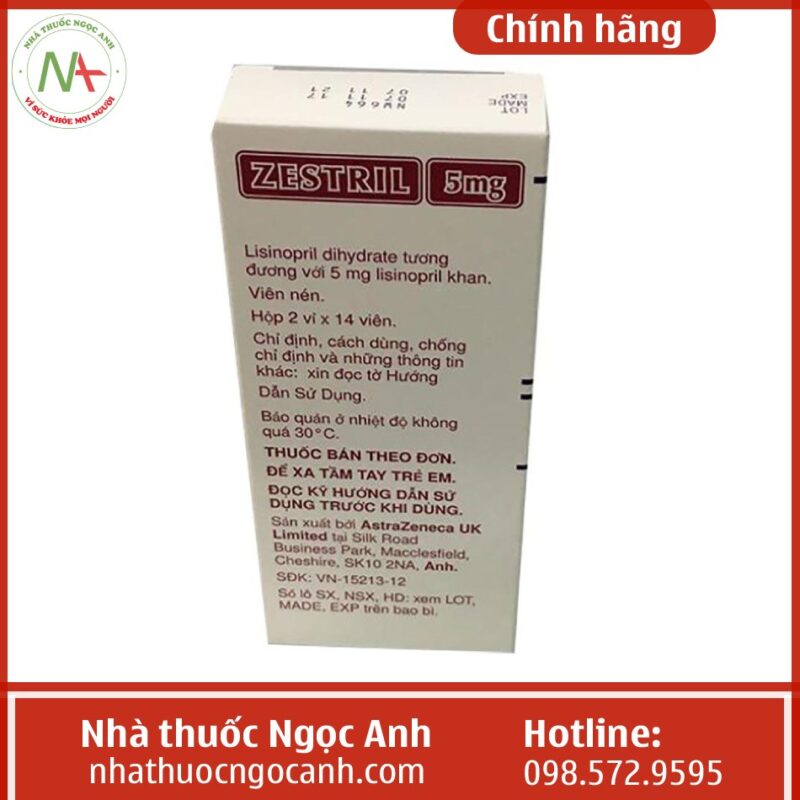 Thuốc Zestril 5mg là thuốc gì, tác dụng gì, giá bao nhiêu, mua ở đâu
