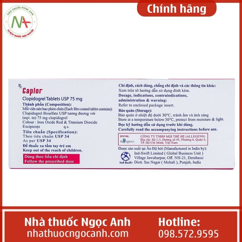 Thuốc Caplor 75mg là thuốc gì, có tác dụng gì, giá bao nhiêu, mua ở đâu