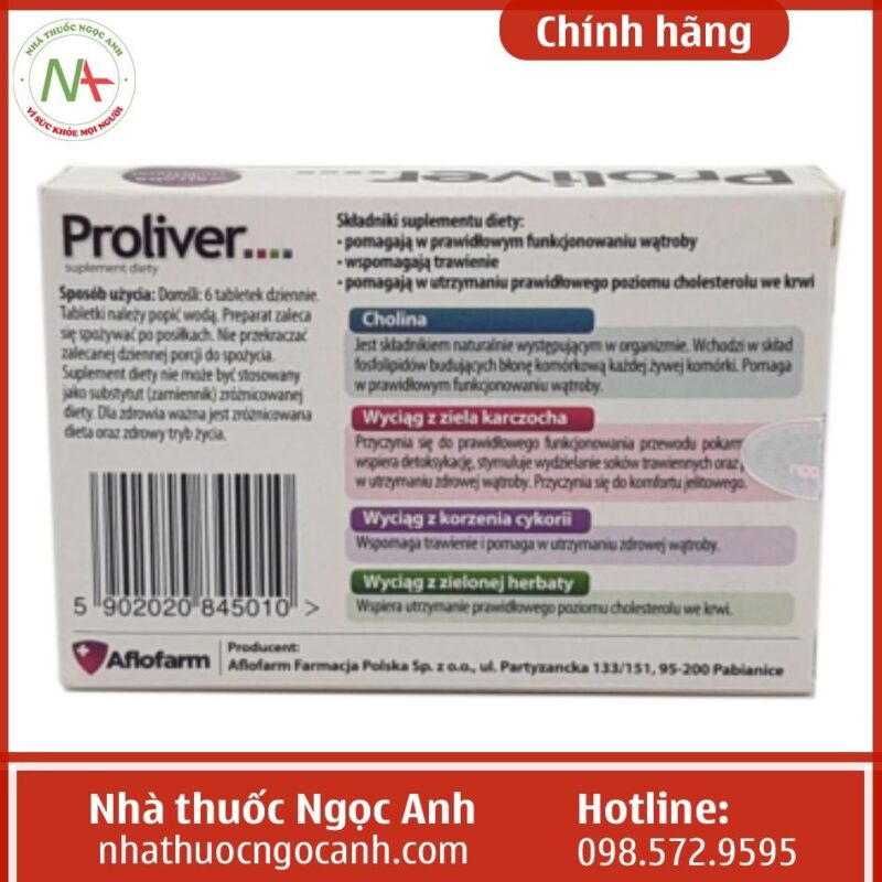 Proliver Aflofarm là thuốc gì, có tác dụng gì, giá bao nhiêu, mua ở đâu