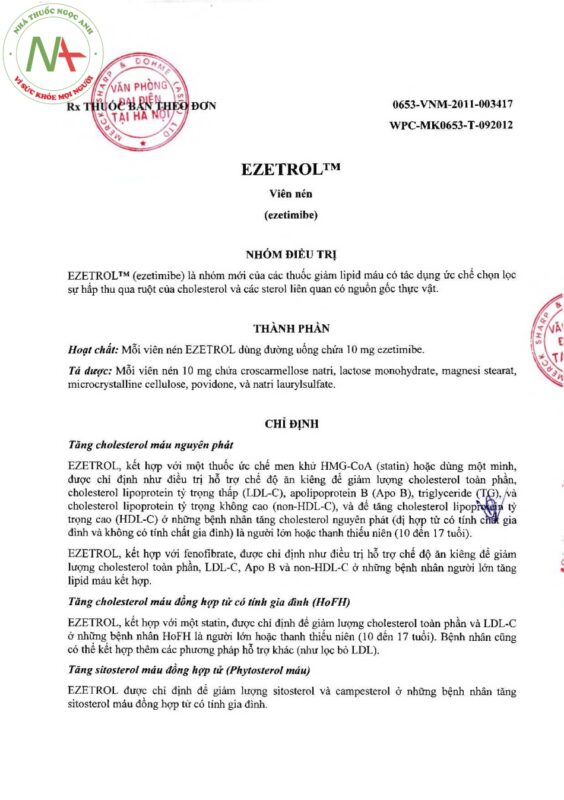 Thuốc Ezetrol 100mg có tác dụng gì, giá bao nhiêu, mua ở đâu?