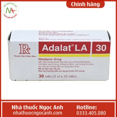 Thuốc Adalat LA 30 mg là thuốc gì, tác dụng gì, giá bao nhiêu, mua ở đâu