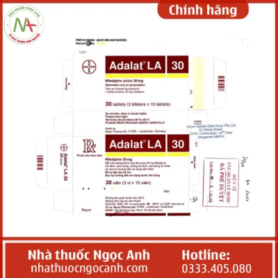 Thuốc Adalat LA 30 mg là thuốc gì, tác dụng gì, giá bao nhiêu, mua ở đâu