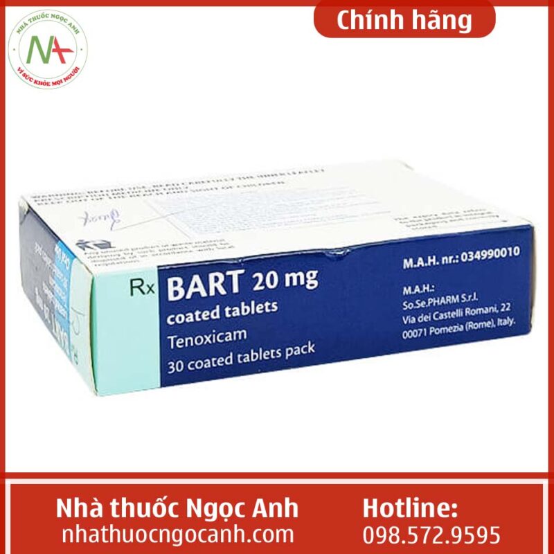 Thuốc Bart 20mg coated tablets liều dùng, giá bao nhiêu, mua ở đâu?