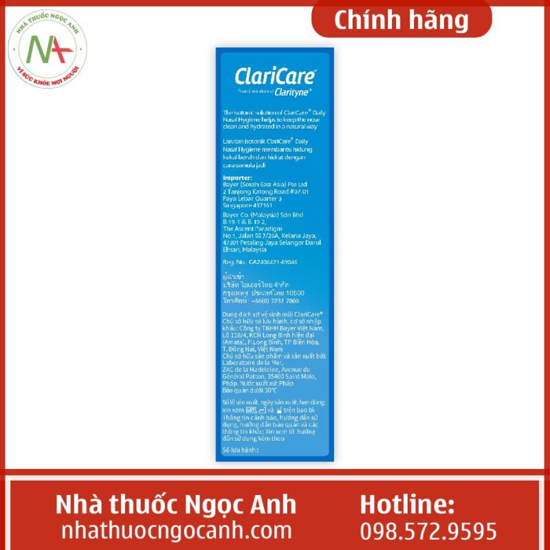 ClariCare Daily 100ml có tác dụng gì, giá bao nhiêu, mua ở đâu?