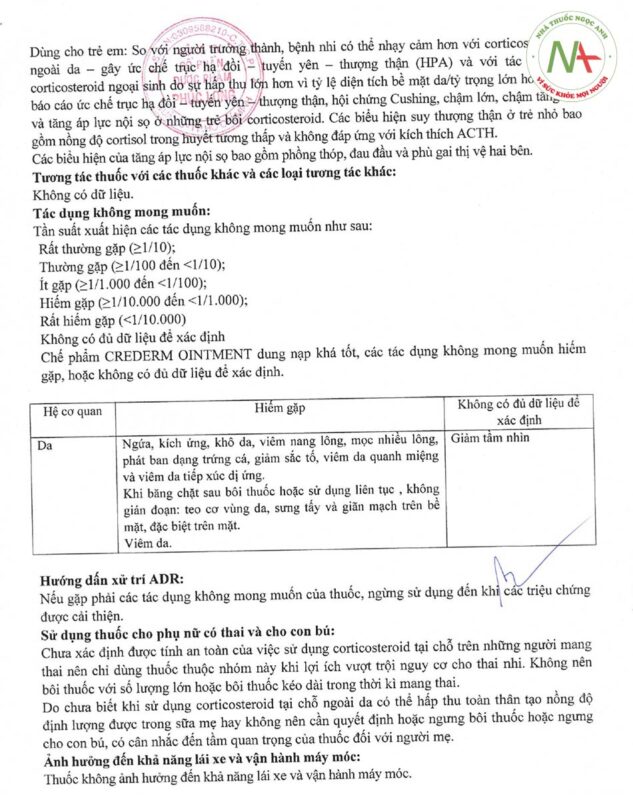 Thuốc Crederm Ointment 20g là thuốc gì, giá bao nhiêu, mua ở đâu